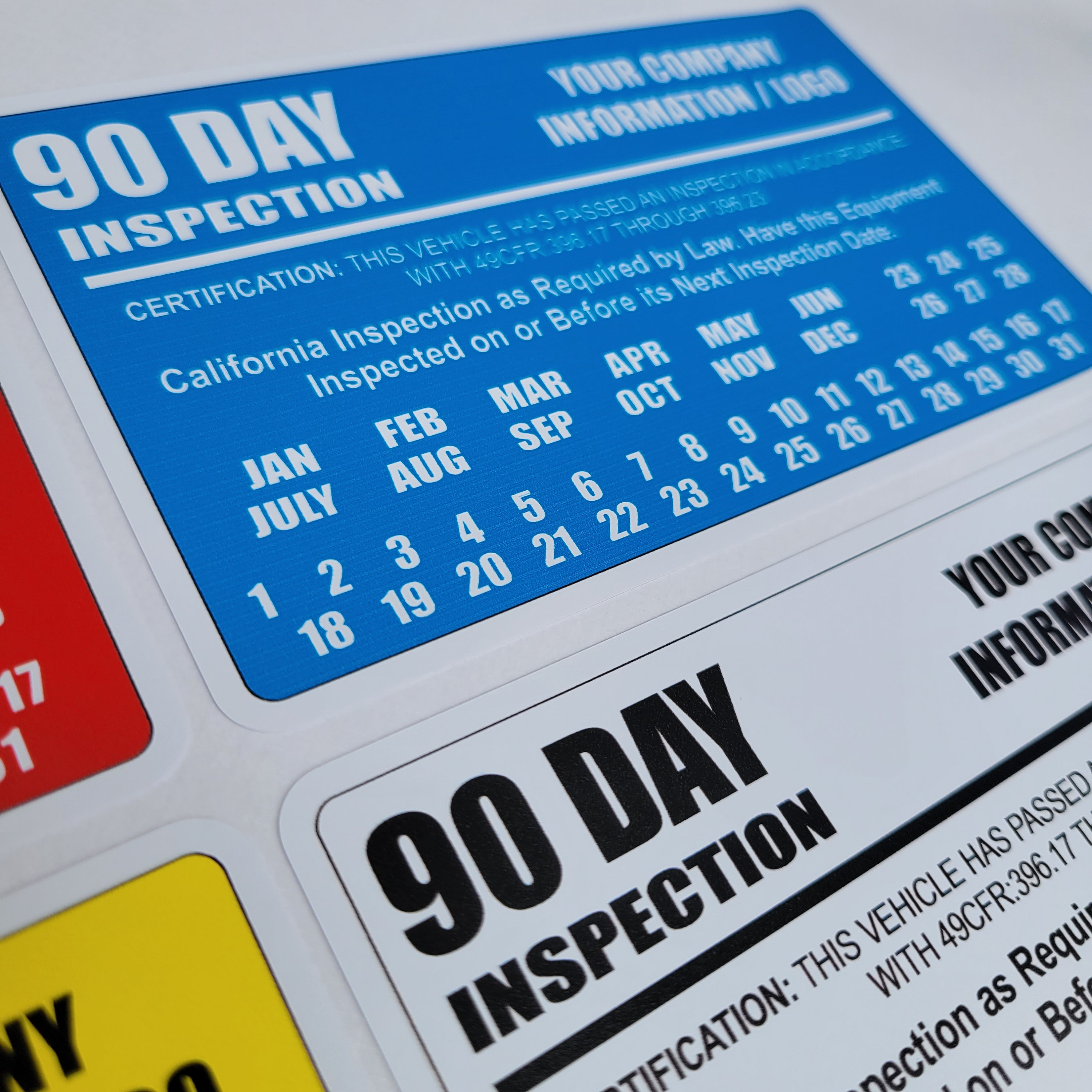 90 Day Inspection Labels for BIT / DOT Inspection, Truck Inspection ...
