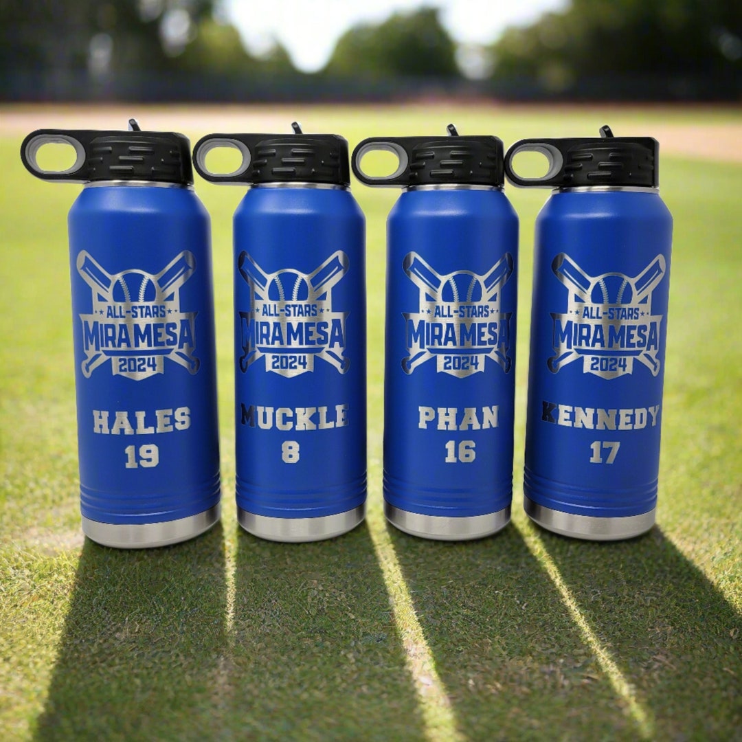 Baseball Team Water Bottles - Your Team Logo - Custom Engraved 32oz ...