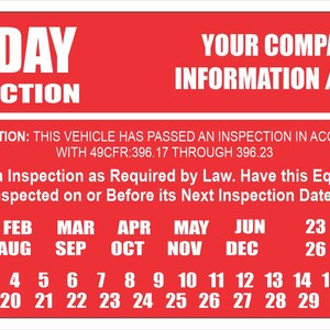 90 Day Inspection Labels for BIT / DOT Inspection, Truck Inspection ...