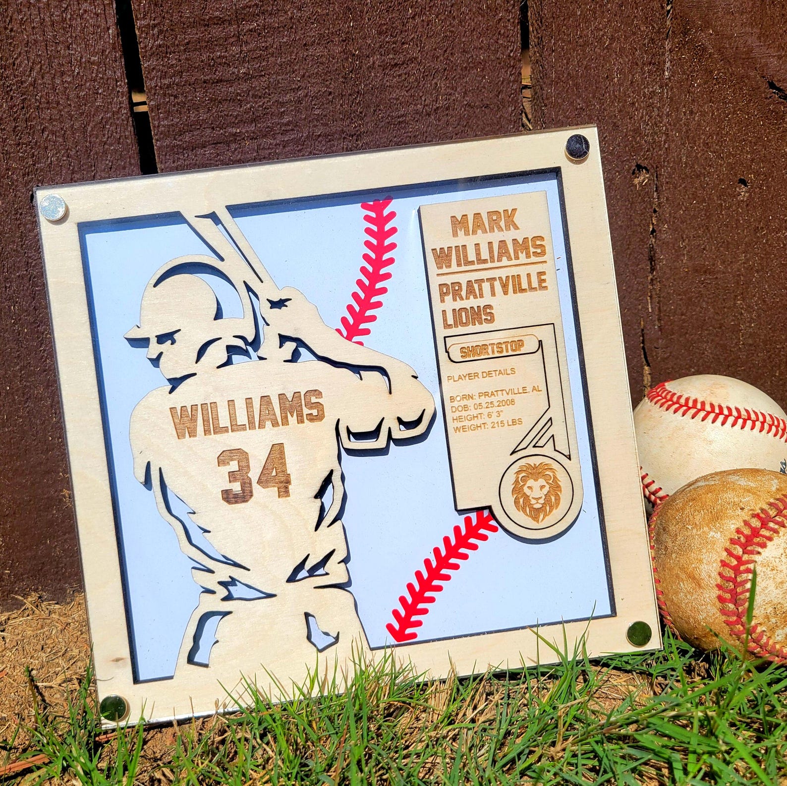 Custom Baseball Player Stats Plaque - 3D Layered Baseball Award With ...