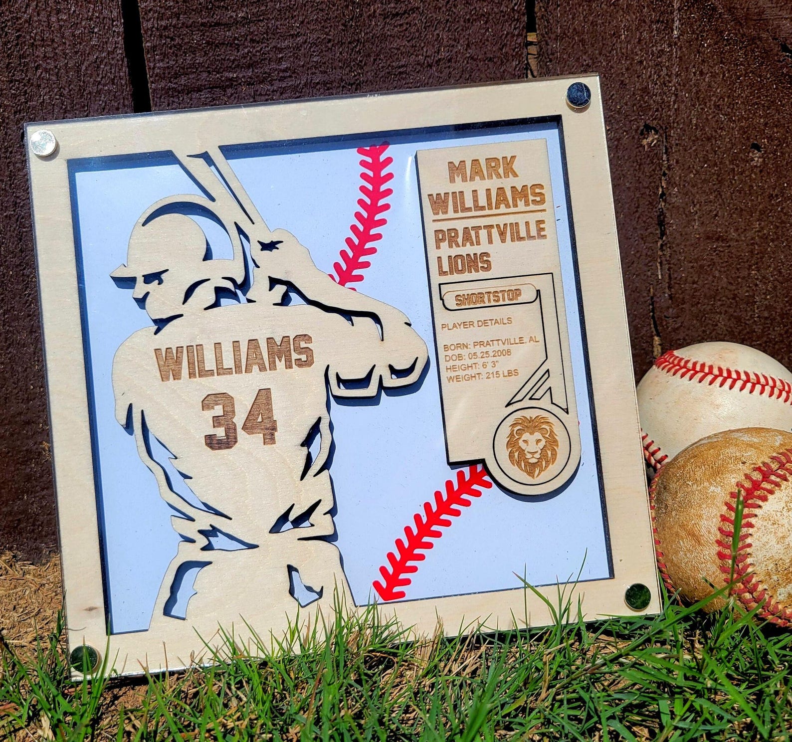 Custom Baseball Player Stats Plaque - 3D Layered Baseball Award With ...