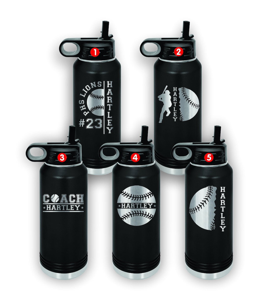 Personalized Baseball Water Bottles - Custom Engraved 32oz Stainless ...