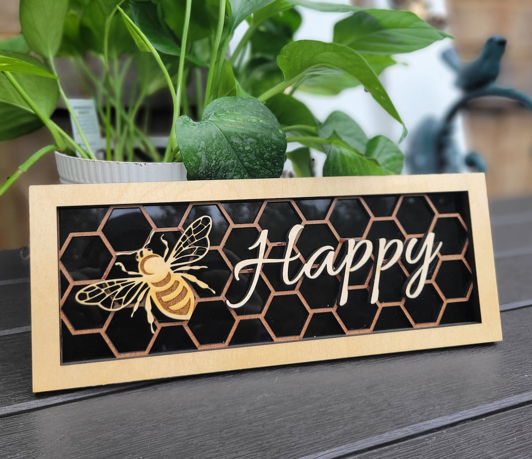 Bee Happy Honeycomb and Bee Wall/desk Decoration Plaque, Bee and ...