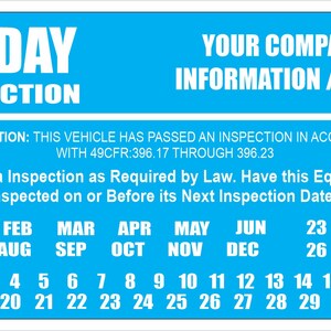 90 Day Inspection Labels for BIT / DOT Inspection, Truck Inspection ...