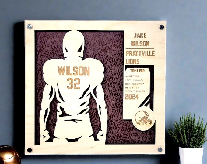 Personalized Football Sign, 3D Football Sign, Football Senior Gift ...