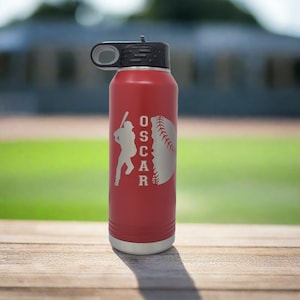 Personalized Baseball Water Bottles - Custom Engraved 32oz Stainless ...