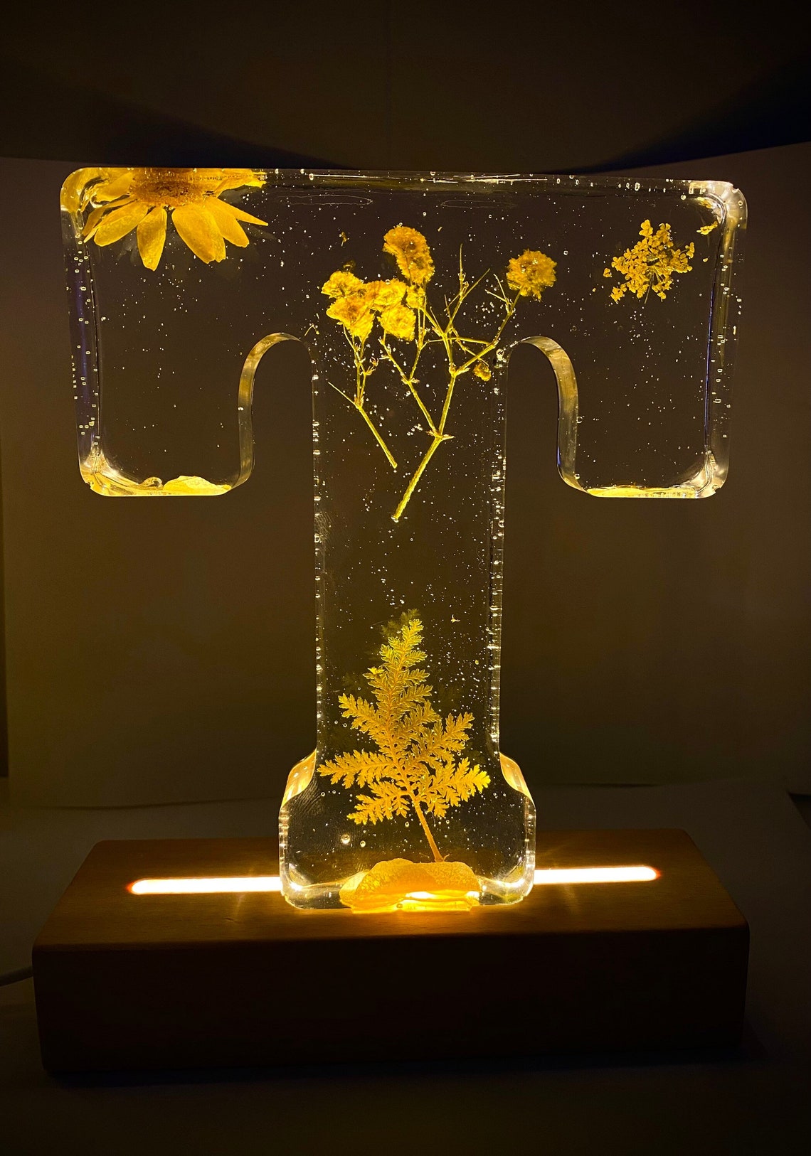 Handmade Large Letters Night Light Pressed Flower Light up | Etsy