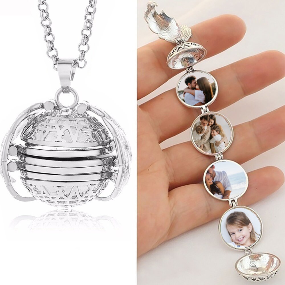 Custom Four Photos Necklace, Retro Foldable Clavicle Chain, Stylish ...