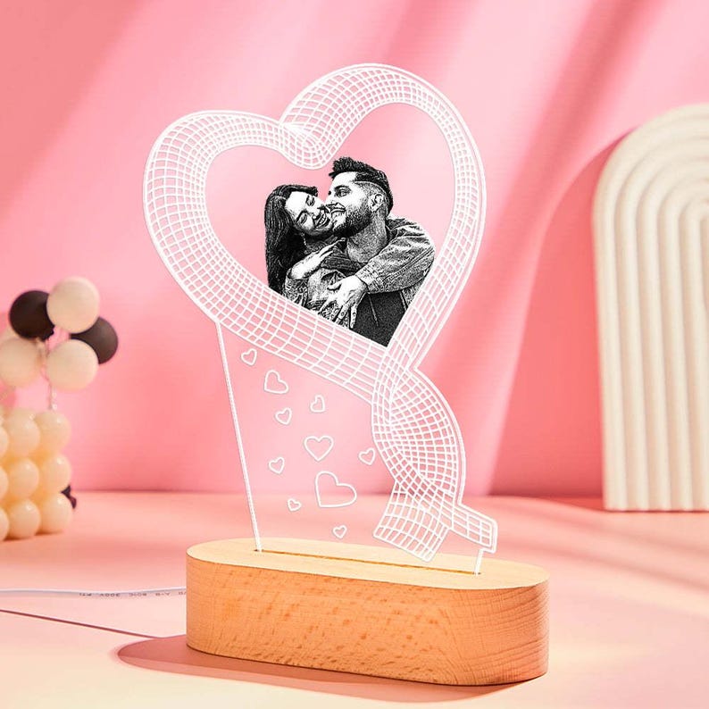 Custom Photo 3D Led Lamp Unique Colorful Night Light Couple Valentine's ...
