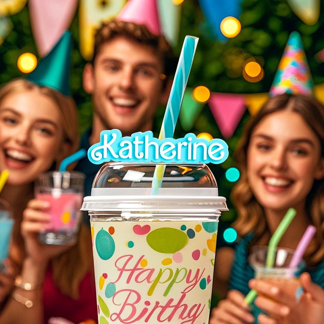 Personalized 3D Printed Name Straw Topper Decoration for Party Favors ...