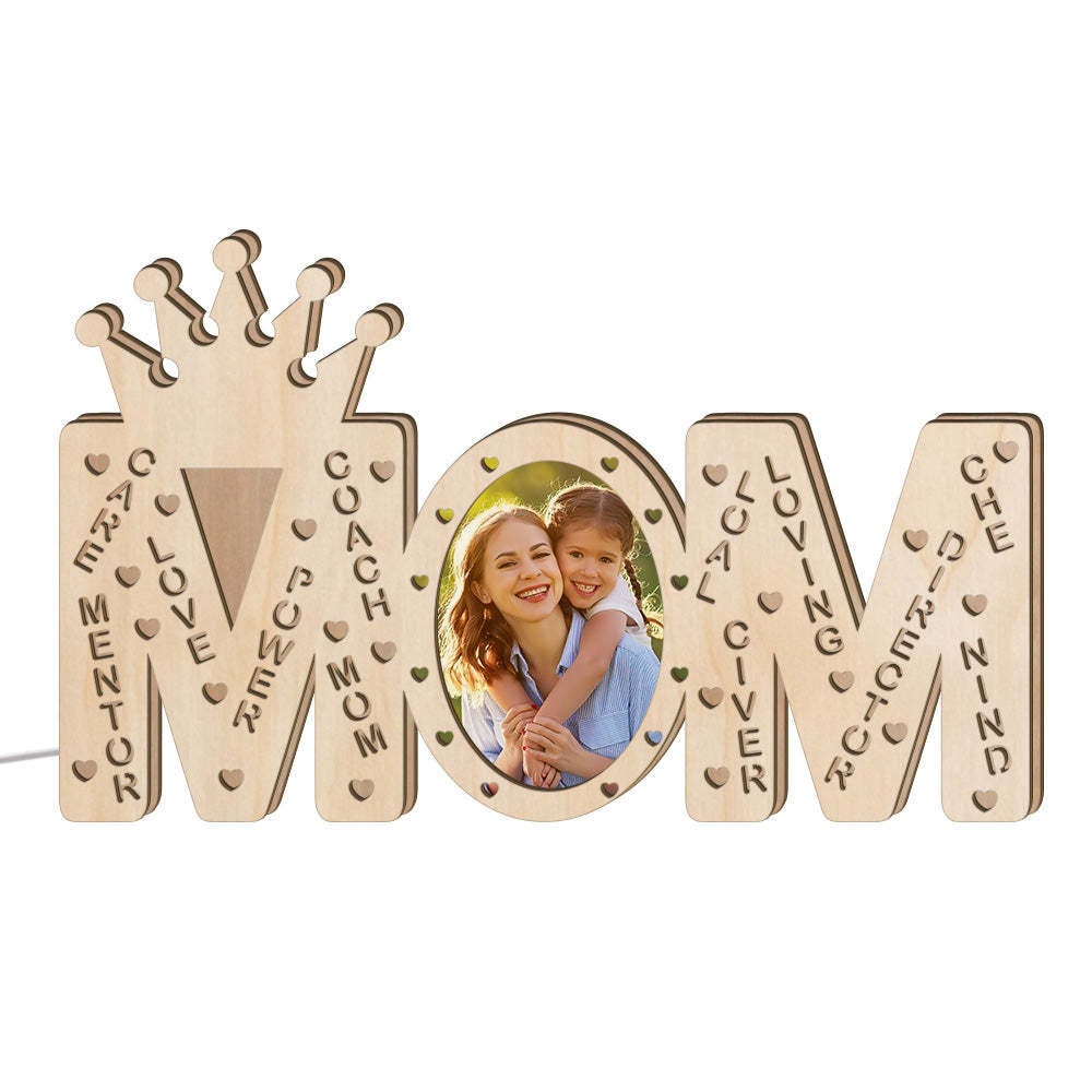 Custom Mom Photo Light Personalized Wood LED Name Lamp Decoration ...