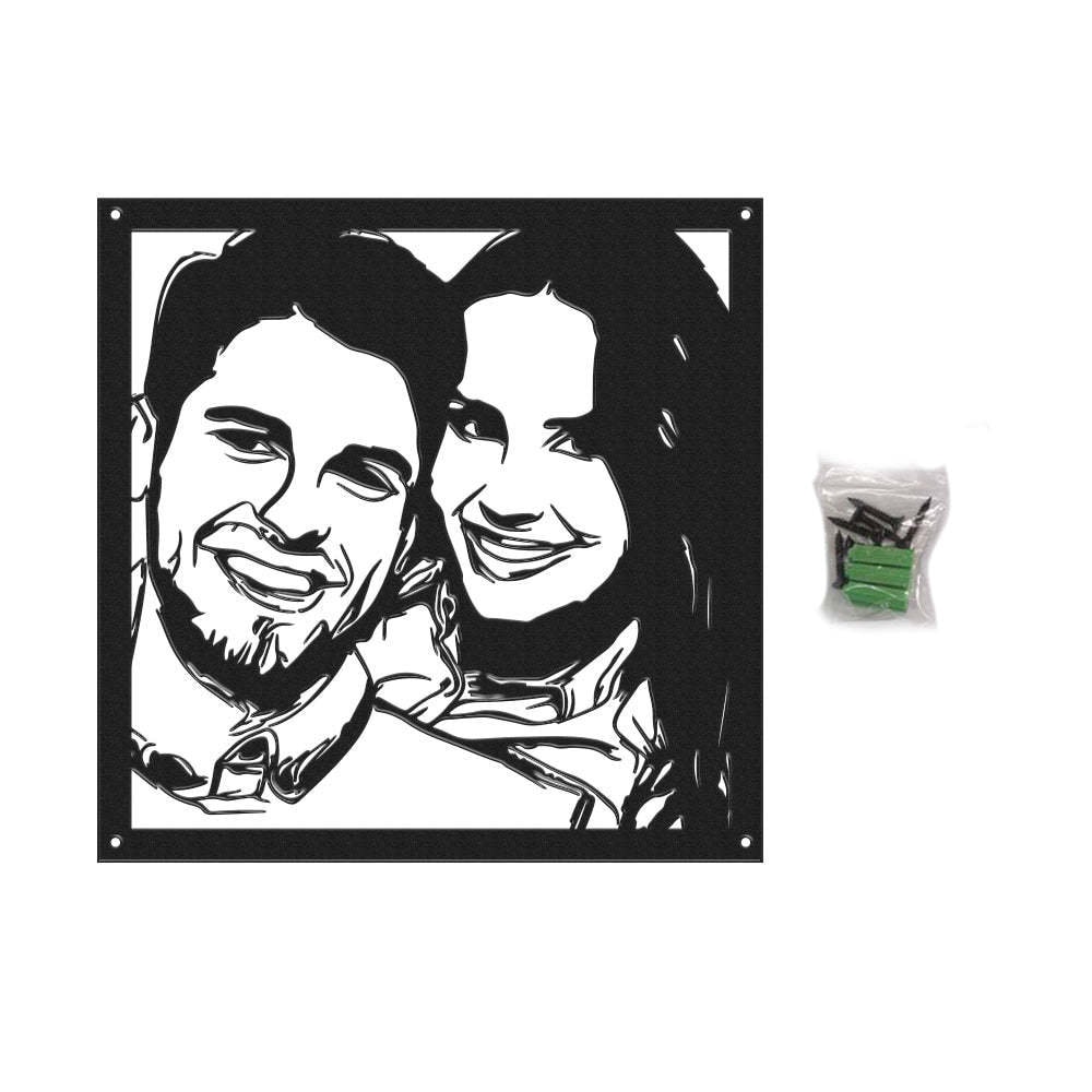 Custom Portrait Metal Wall Art Personalized Couple Photo LED Lights ...