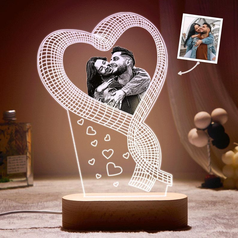 Custom Photo 3D Led Lamp Unique Colorful Night Light Couple Valentine's ...