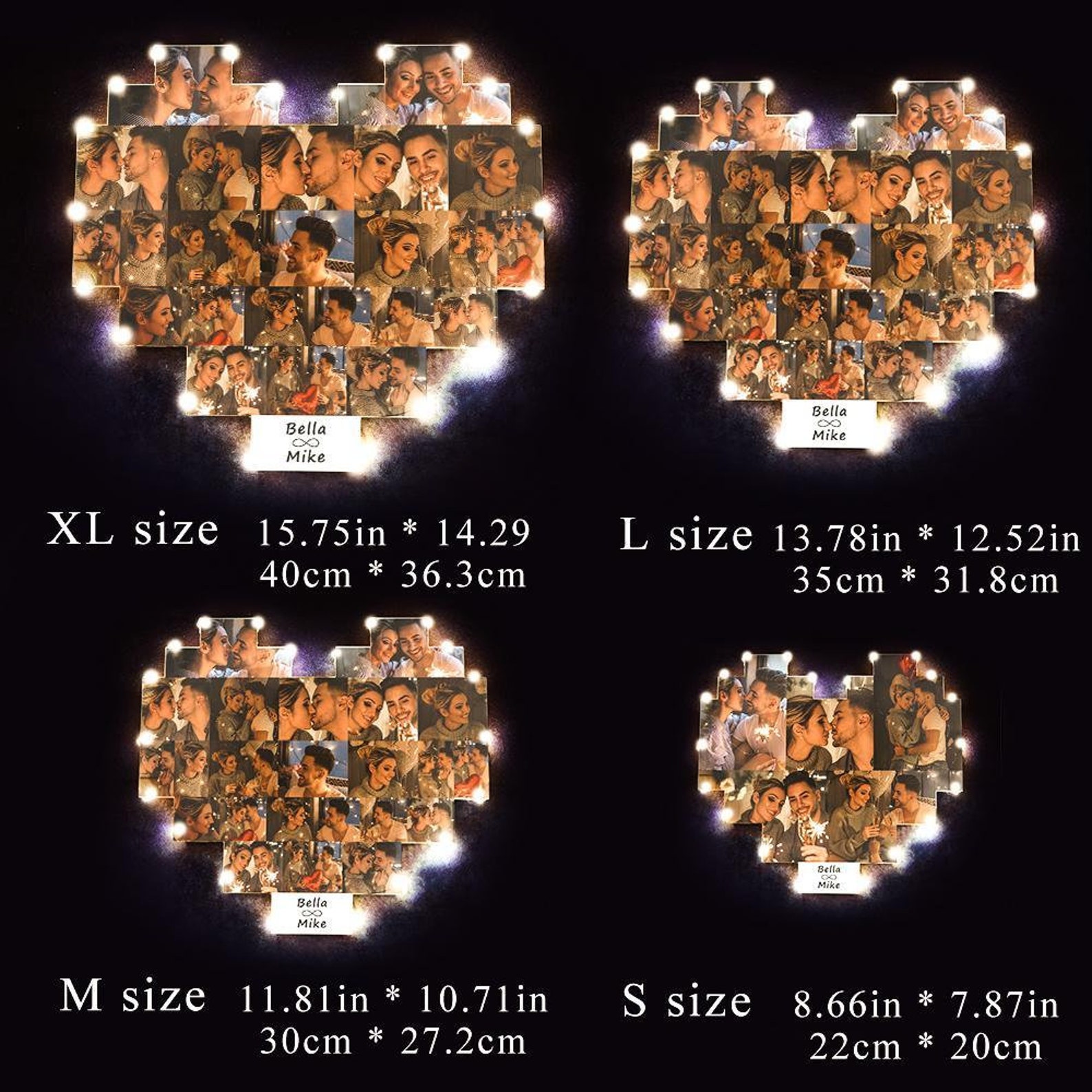 Custom Heart Photo Lamp Wall Art Decor Personalised Album Gift for ...