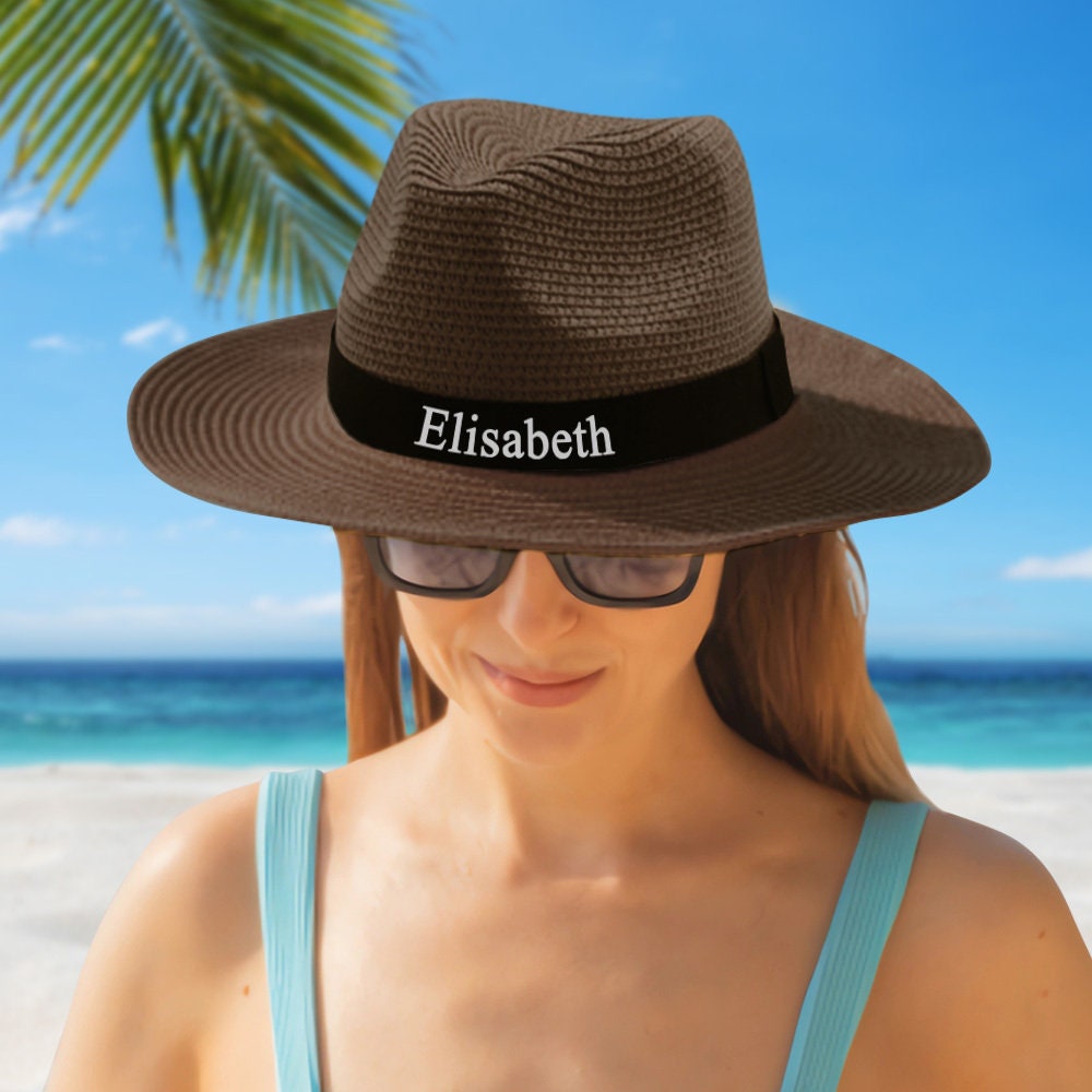Personalized Straw Fedora Hat Custom Beach Hat Gift for Bridesmaid ...