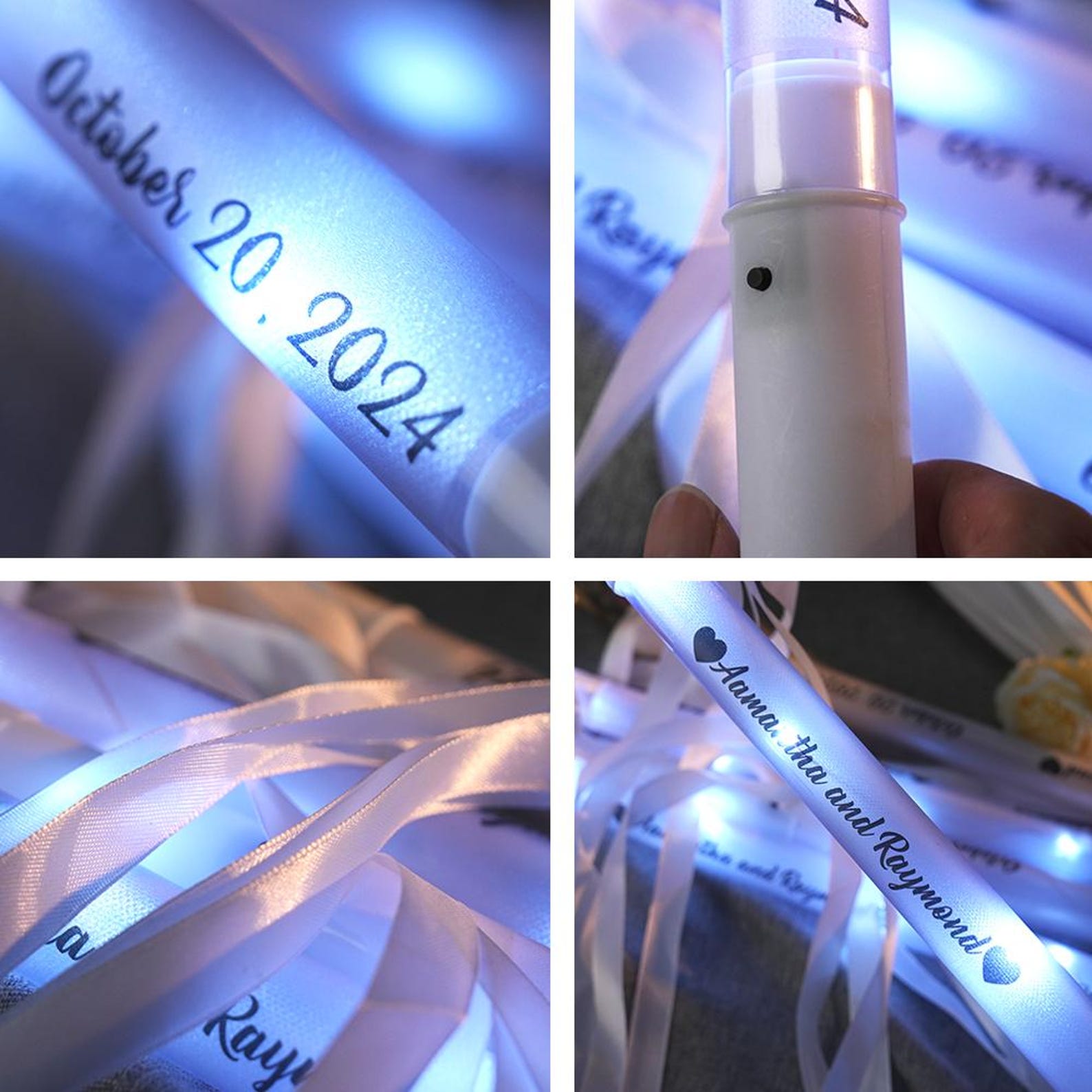 Personalized Light up LED Stick Wedding Wands With Ribbon Lights ...