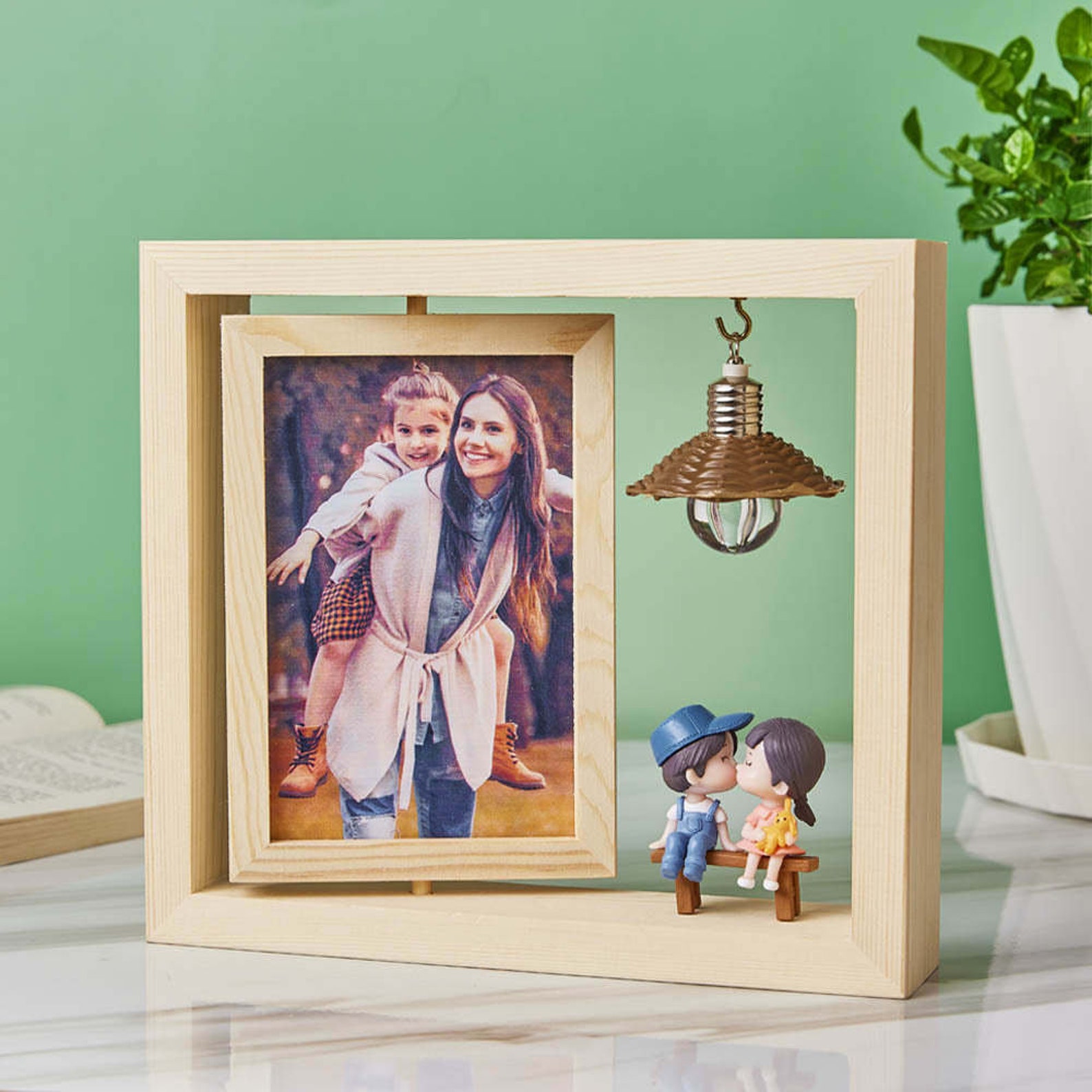 Custom Photo Frame Double Sided Rotating Photo Frame Woodcut Ornament ...