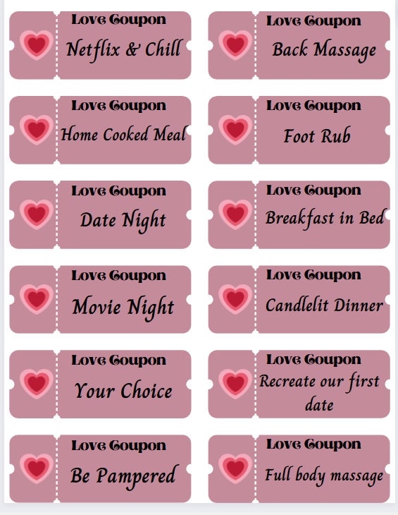 Personalized Love Coupons, Printable and Customizable Coupons for Your ...