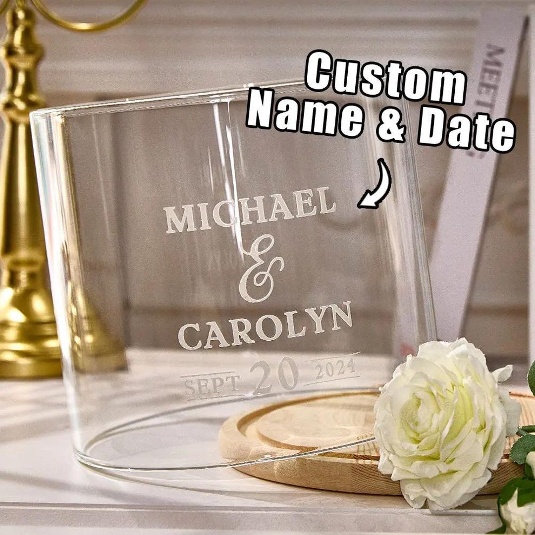 Personalized Wedding Hurricane With Wood Base Candle Holder Wedding ...