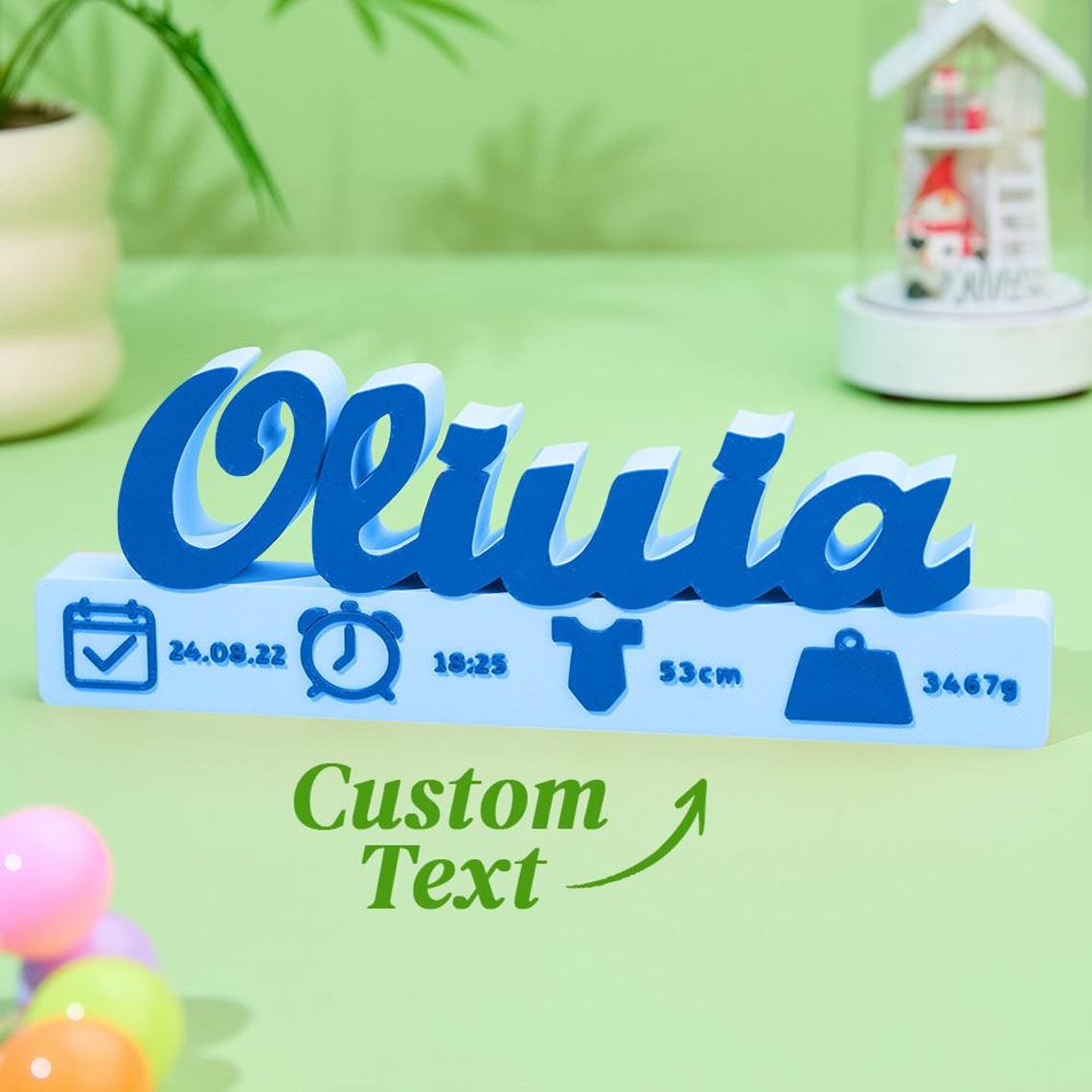 Personalized 3D Printing Baby Birth Announcement Home Decor Gift for ...