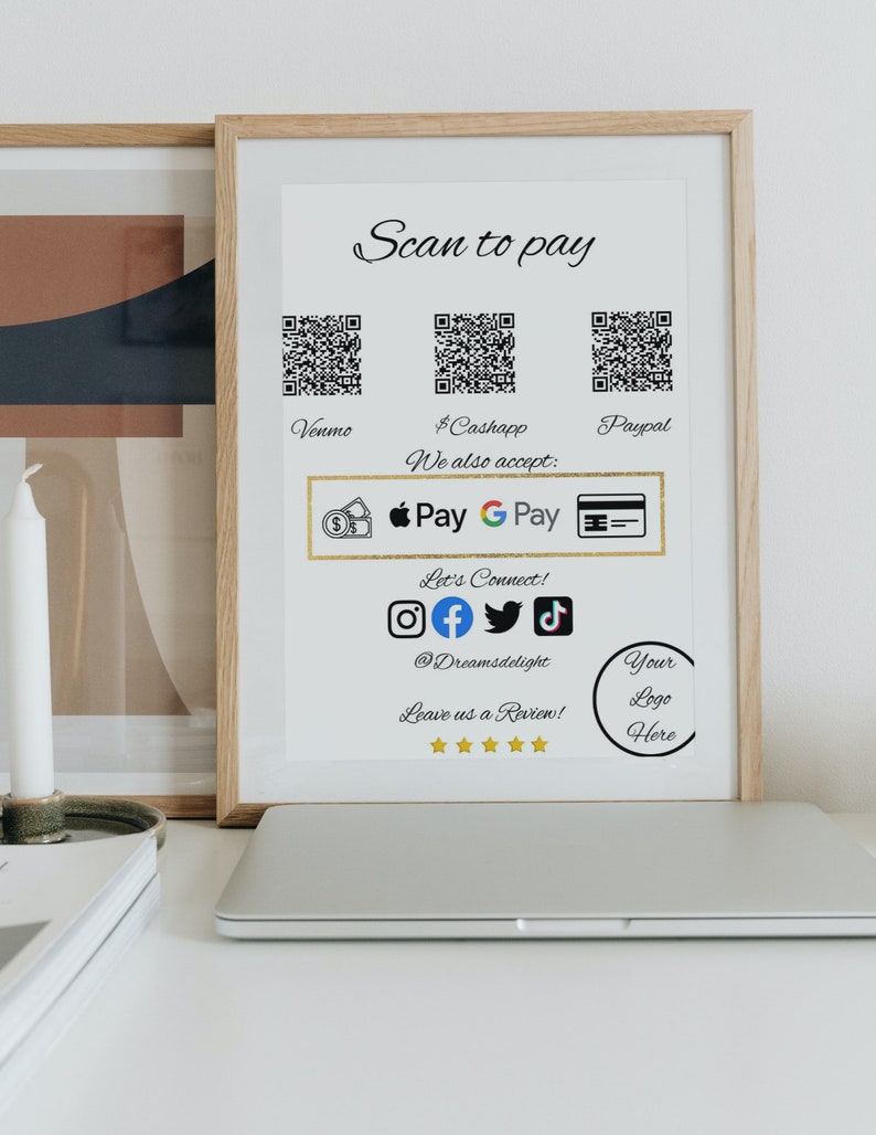 Scan to Pay Template, Scan to Pay Sign, Scan to Pay Venmo Cashapp, Scan ...