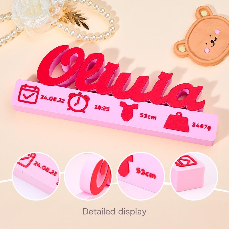 Personalized 3D Printing Baby Birth Announcement Home Decor Gift for ...