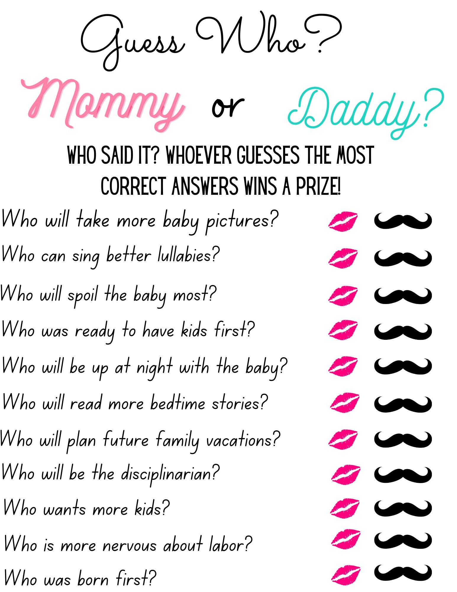 Printables for a Baby Shower Baby Shower Baby Shower Game - Etsy