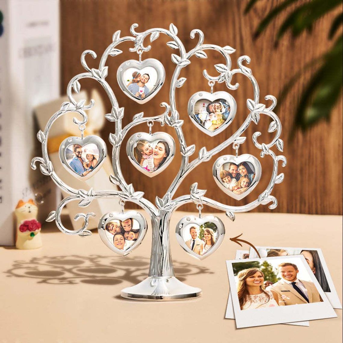 Custom Photo Family Tree With 7 Hanging Picture Frames Metal Table Top ...