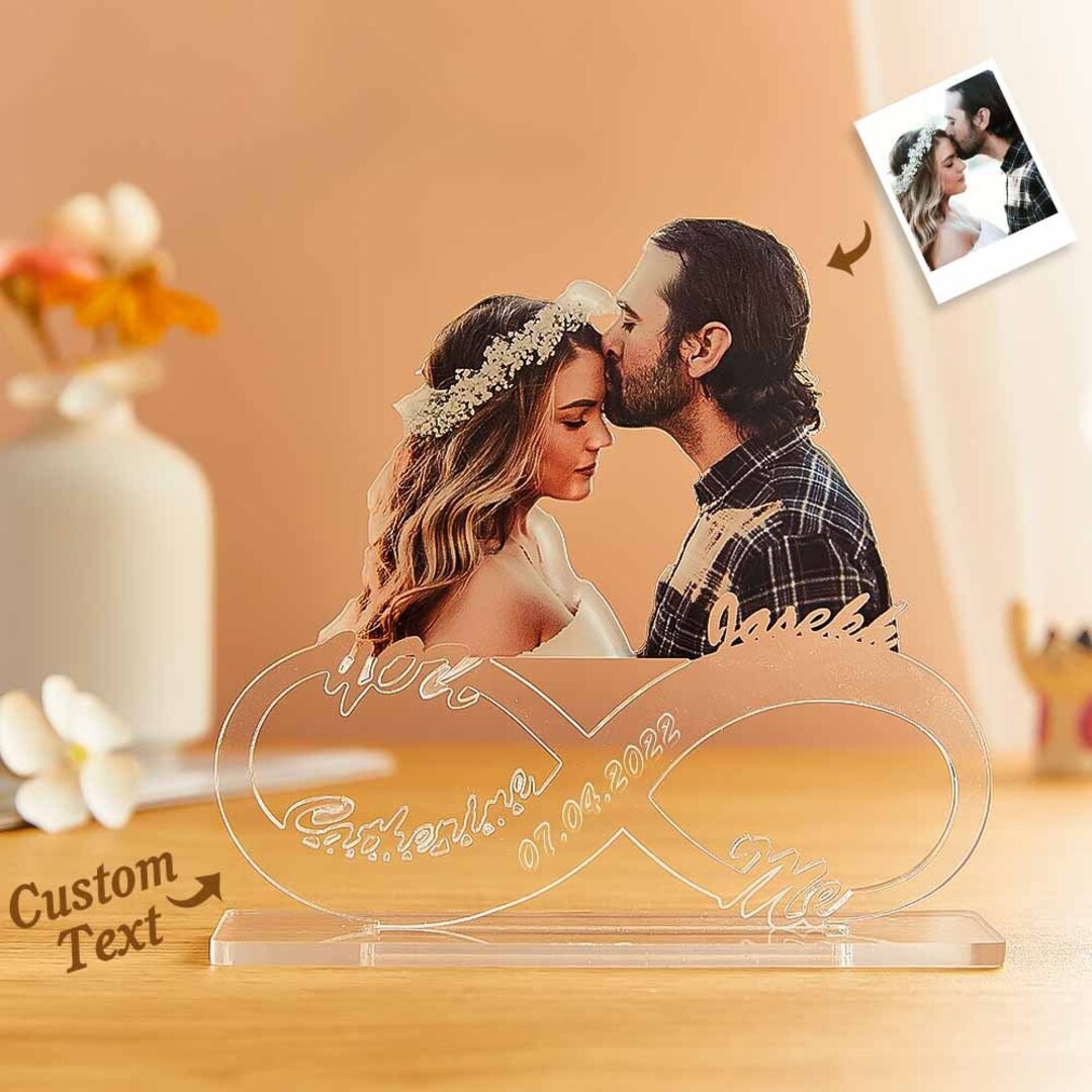 Custom Photo Engraved Acrylic Plaque Personalized Infinity Name Desktop ...
