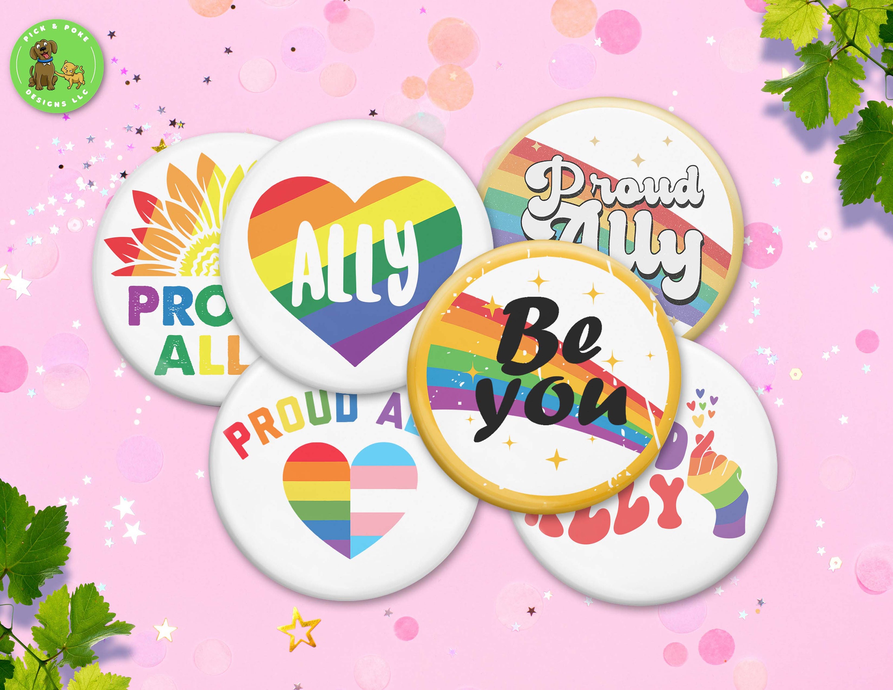 LGBTQIA2S Ally and Pride Month Button Pin, Keychain, Magnet, Bottle ...
