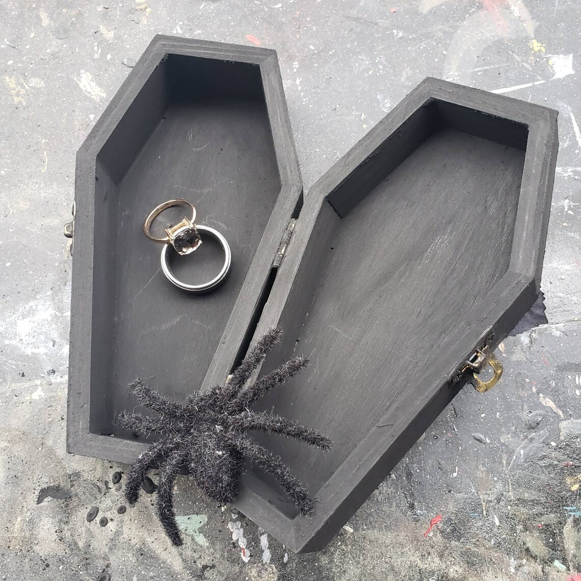 Gothic Dark and Dramatic Coffin Trinket Box Valloween Decor Black Gold ...