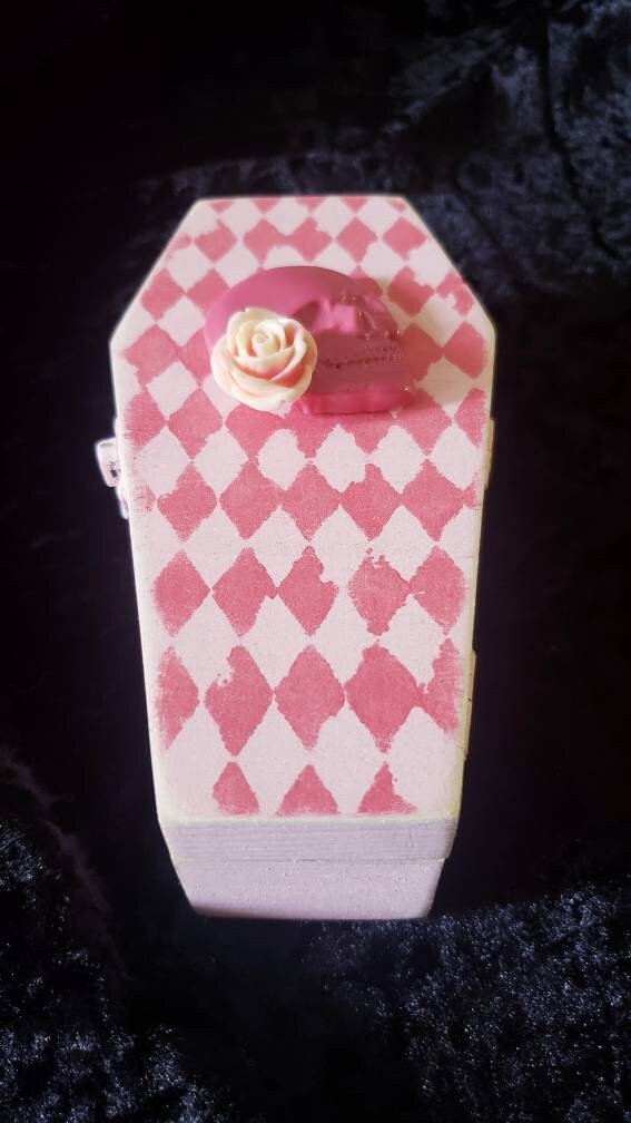 Gothic Kawaii Pink Coffin Hot Pink Skull Rose Valloween Decor - Etsy