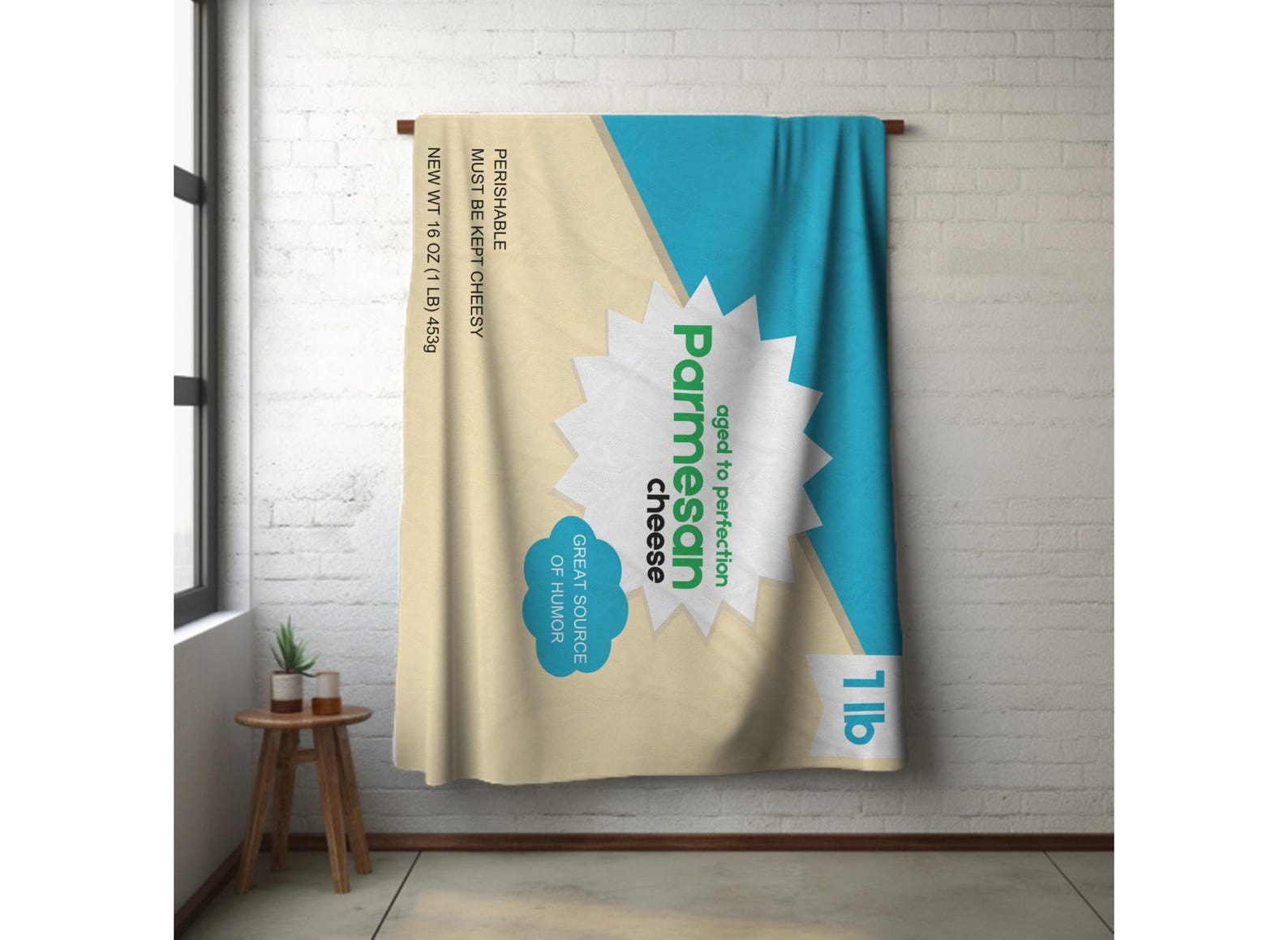 Block of Parmesan Cheese Blanket | Funny Food Throw Blanket | Italian ...