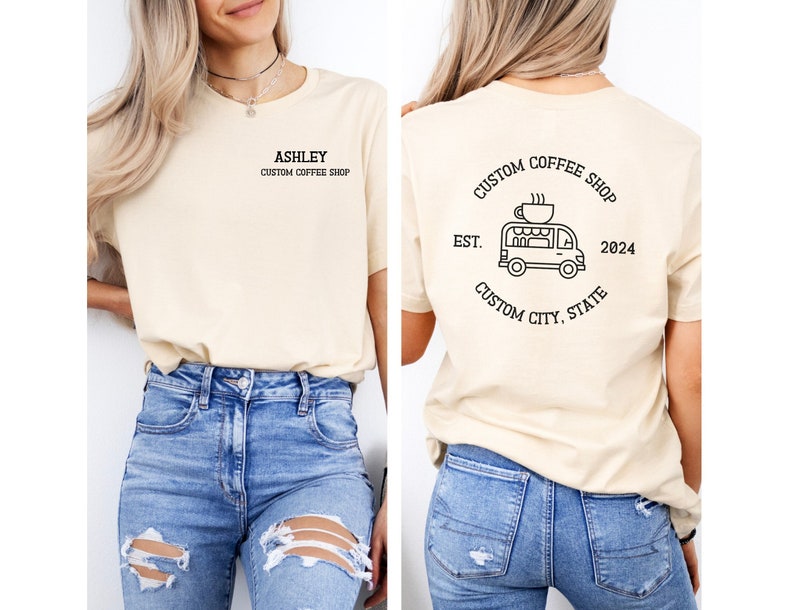 Custom Coffee Truck Business With Staff Name Shirt | Fun Coffee Shop ...