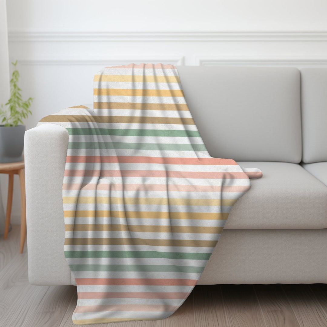 Pastel Striped Blanket | Cute Spring Couch Throw Home Decor | Fun ...