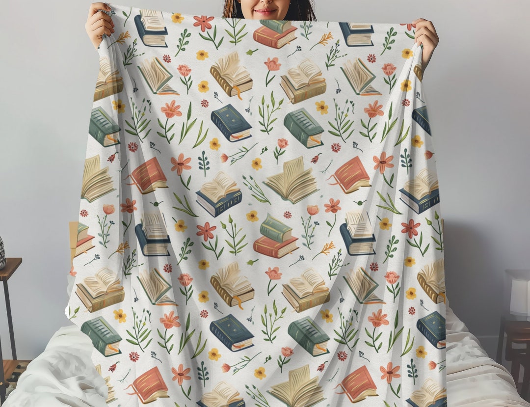 Bookish Floral Blanket | Cute Reading Throw Home Decor | Dorm Room ...