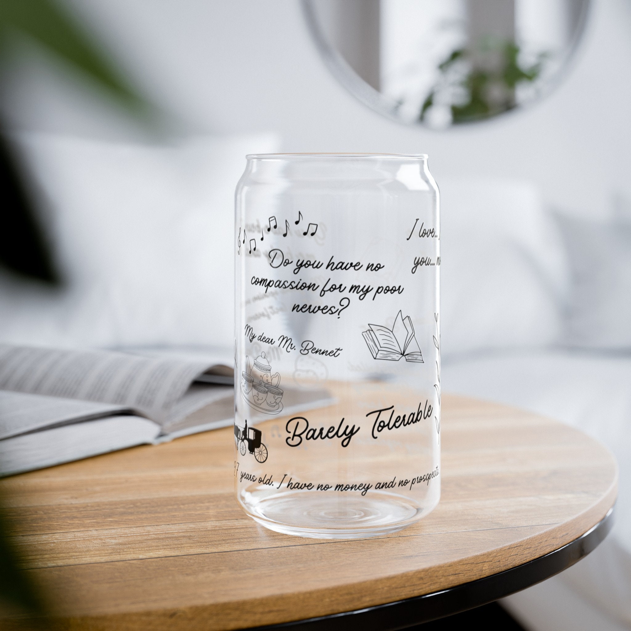 Pride and Prejudice Glass Iced Coffee Cup | Jane Austen Classics Book ...