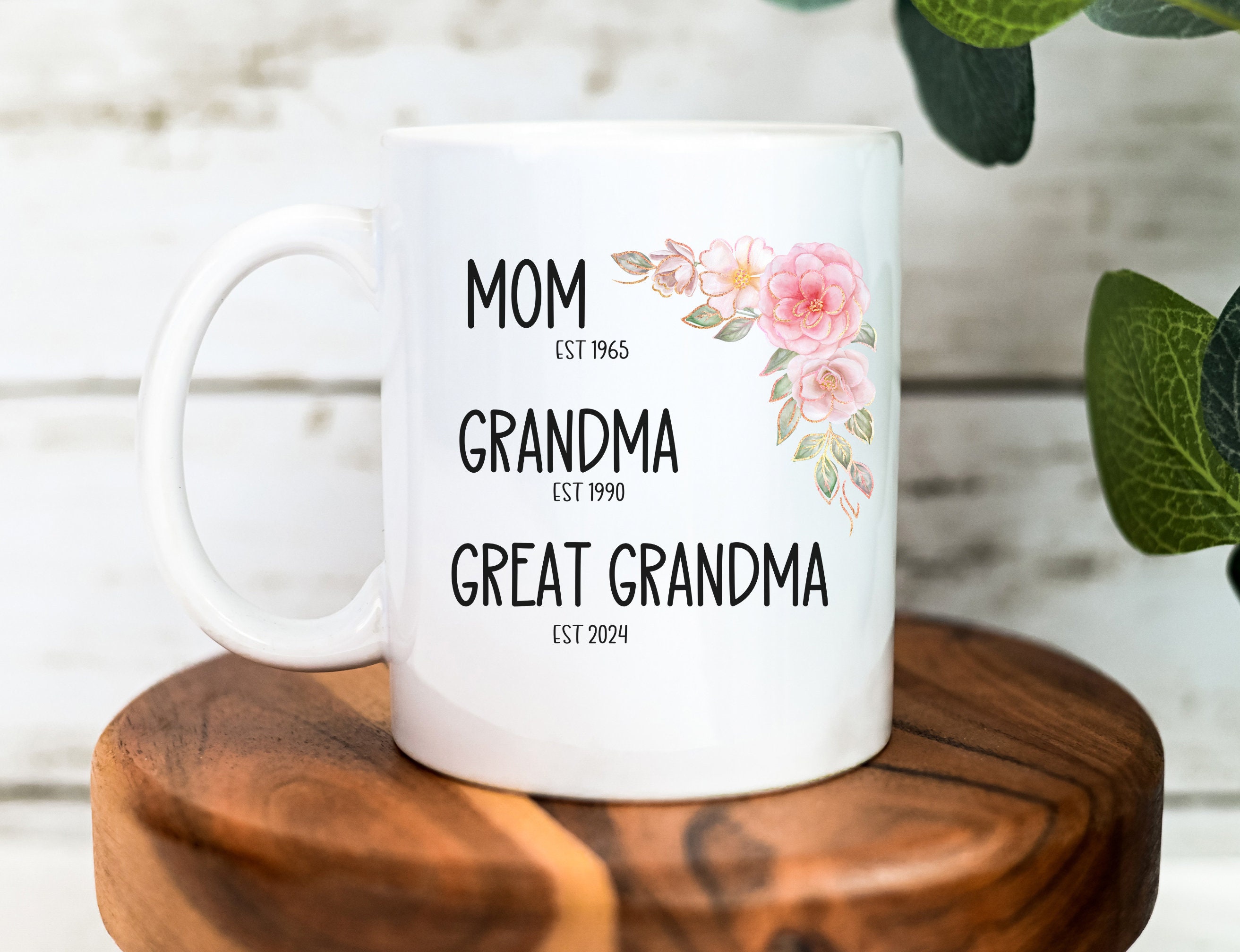 Personalized Mom Grandma Great Grandma Mug | Custom Floral Mug Gift for ...