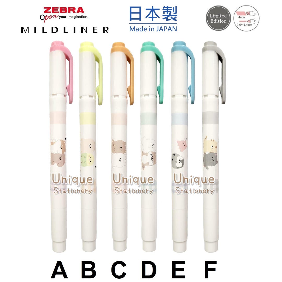 Limited Zebra Mildliner Highlighter Pen Animals Rabbit Dog Cat Bird ...