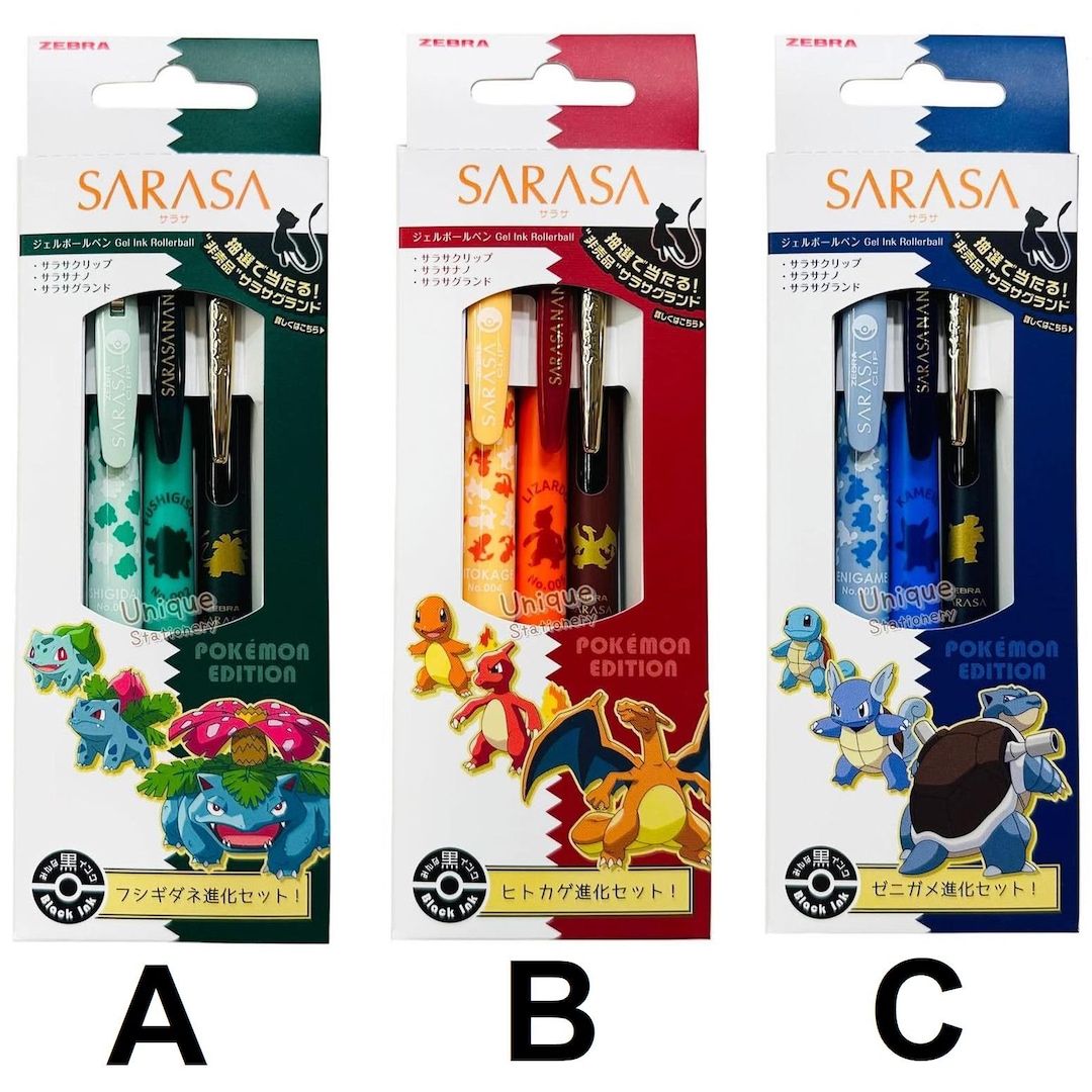 Zebra Sarasa Set Grand Nano Clip Black Ink Gel Pen Pokemon Bulbasaur ...