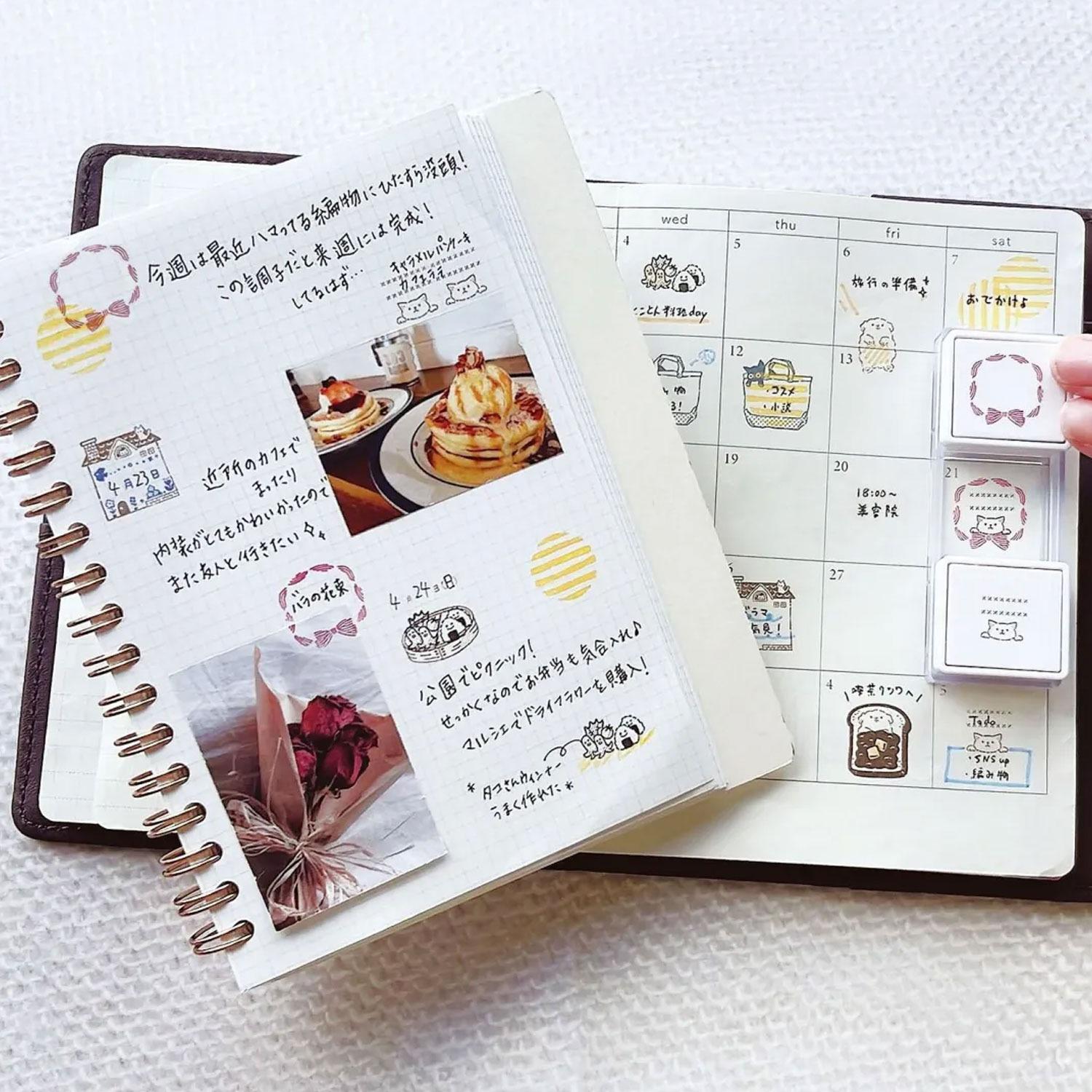 Kutsuwa Hancoco Slide Pre-ink Stamp Stackable Two-color Two-pattern ...