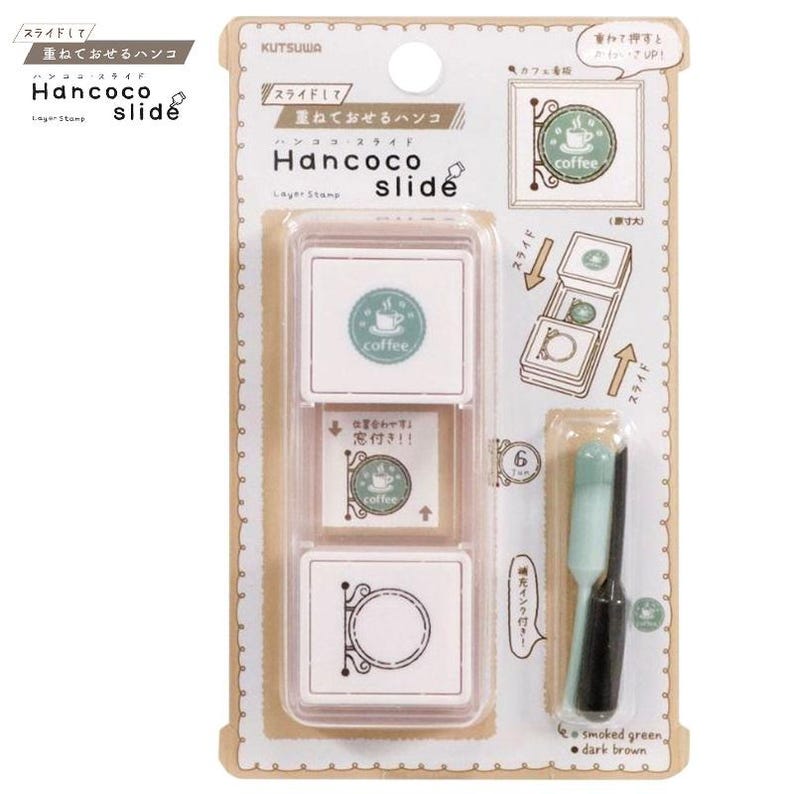 Kutsuwa Hancoco Slide Pre-ink Stamp Stackable Two-color Two-pattern ...