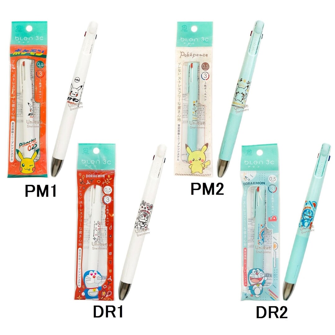 Zebra Blen 3C Multi Pen 3 Color Ballpoint Pen Pokemon Pikachu Doraemon ...
