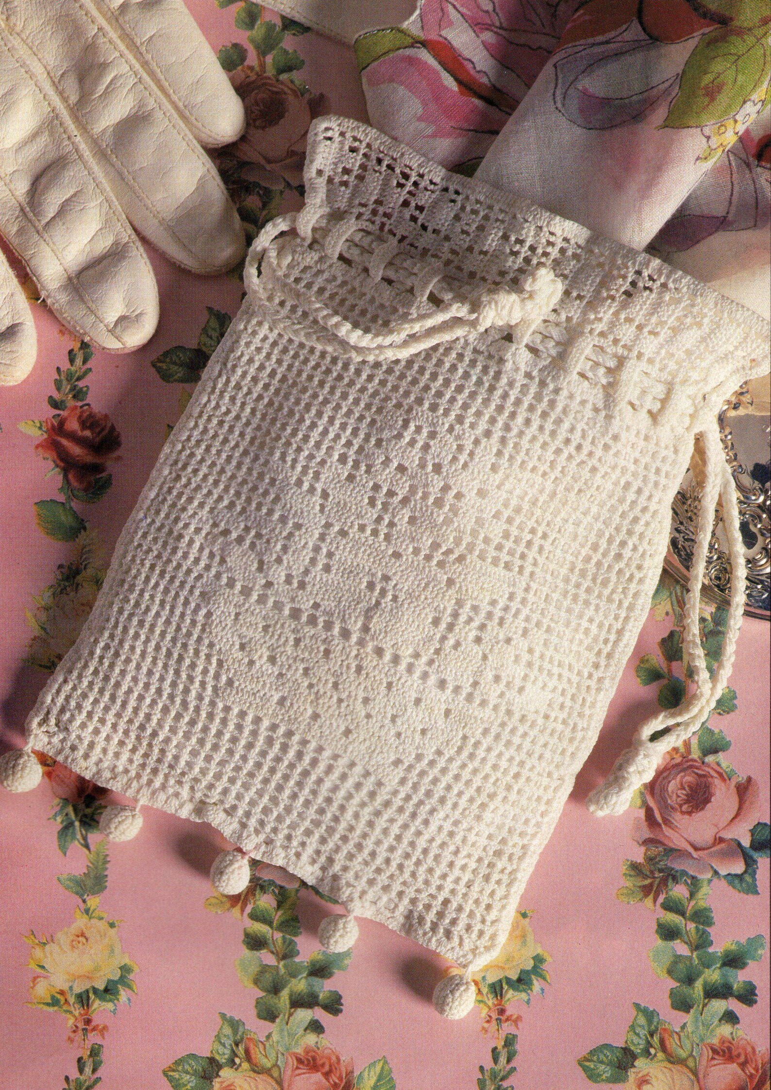 Vintage Crochet Pattern Flower Basket Purse Reticule PDF Instant ...