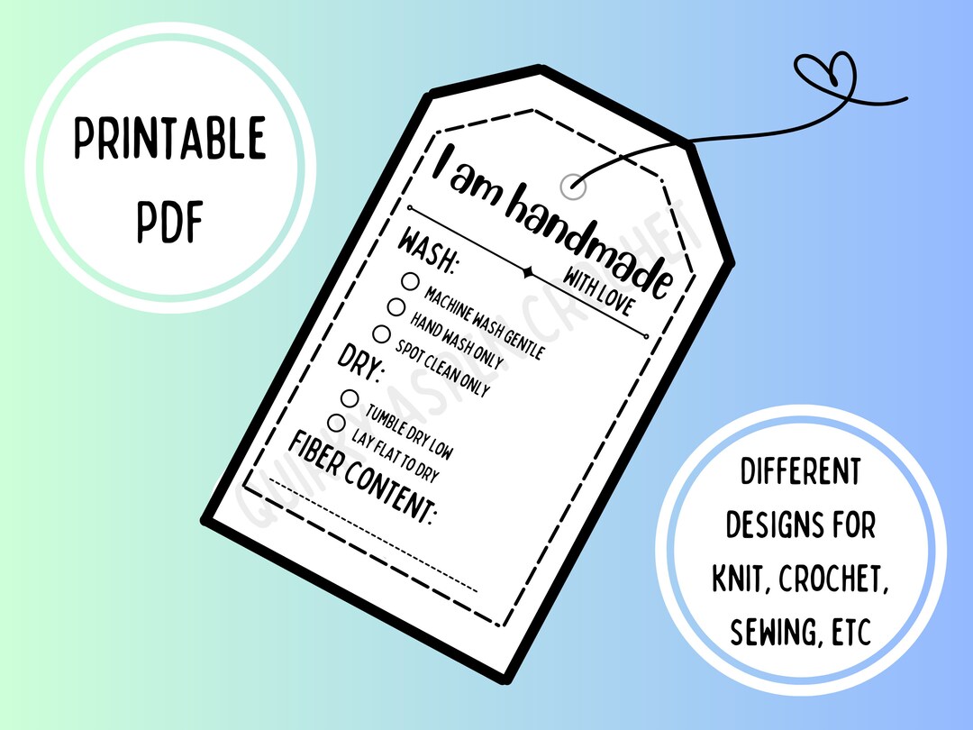 5 in 1 PRINTABLE Care Tags, Laundry Care Instructions, Digital PDF ...