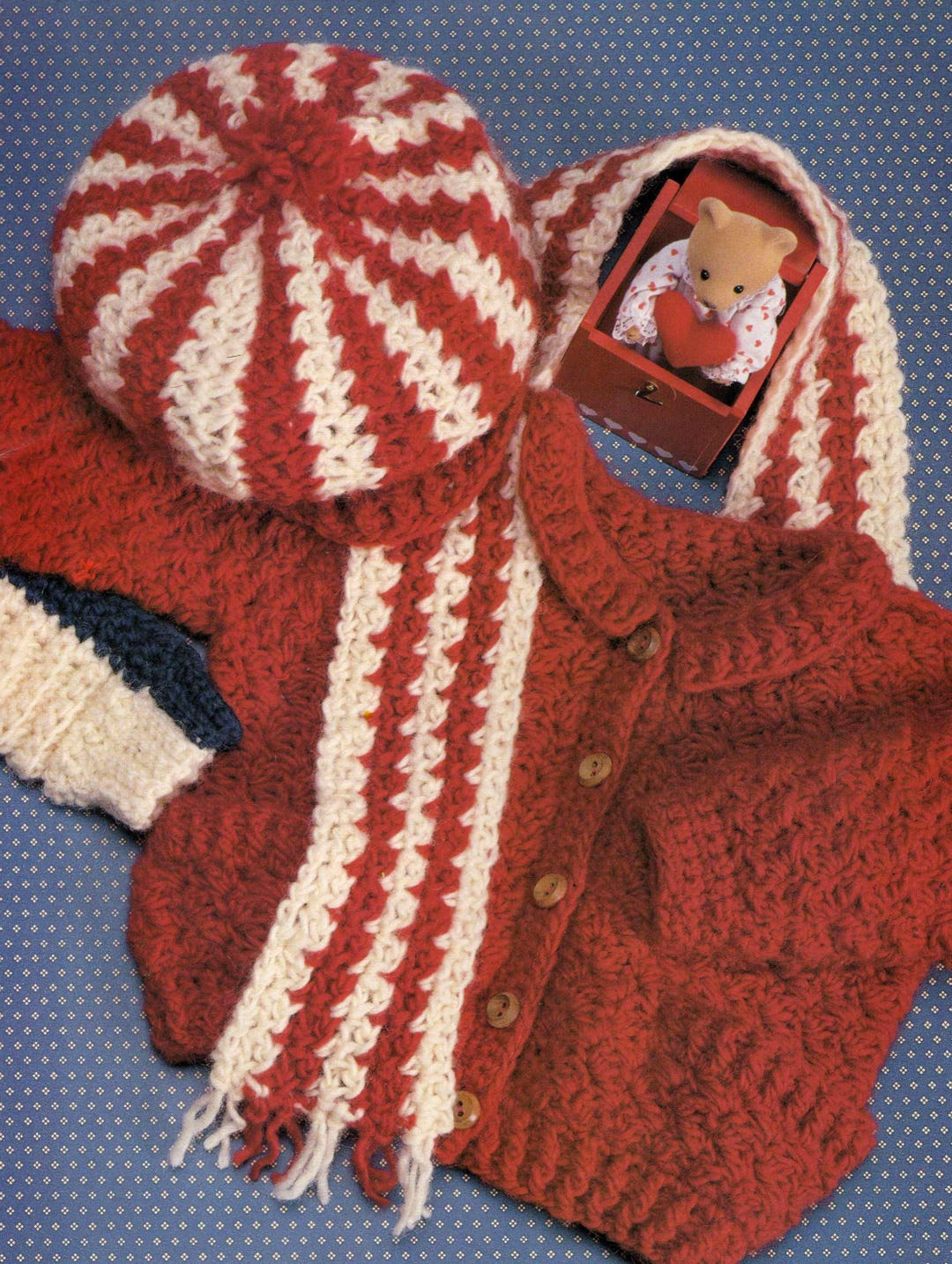 Vintage Crochet Pattern Childrens Jaunty Jacket Hat Scarf PDF Instant ...