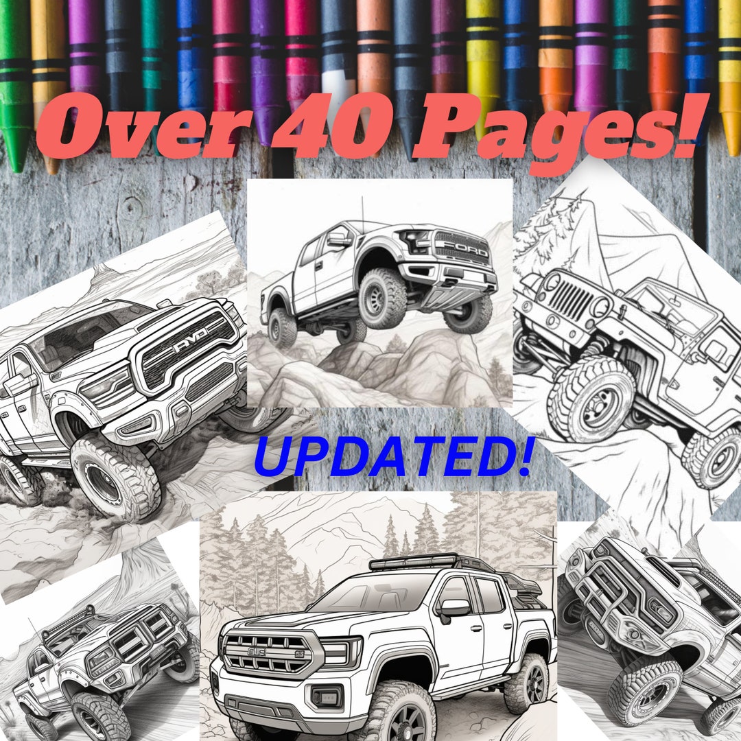 4x4 Pickup Truck Coloring Pages Over 40 Printable Pages off - Etsy