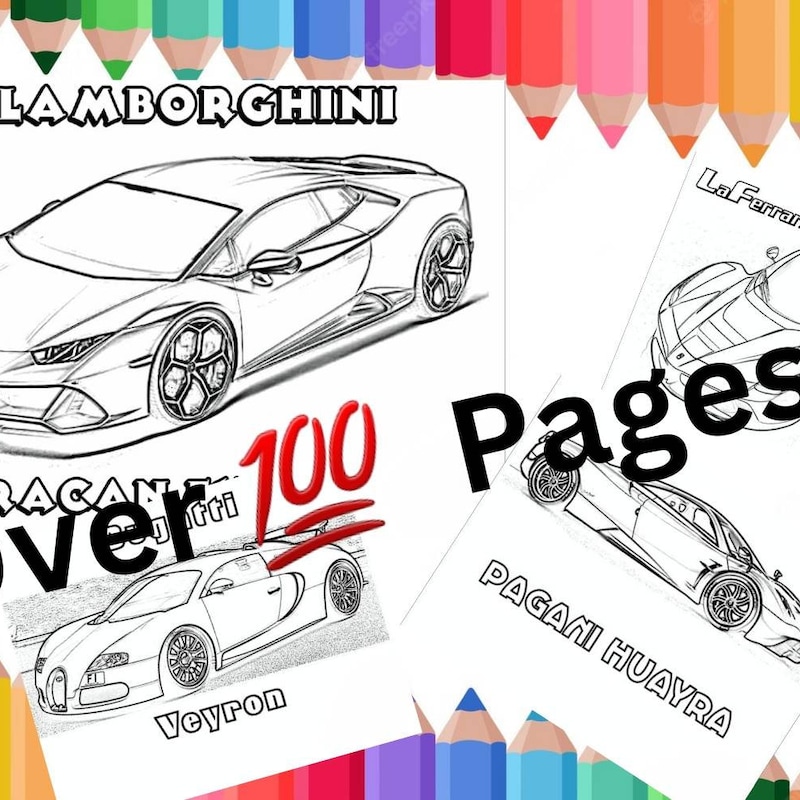 Supercars Colouring Book - Etsy