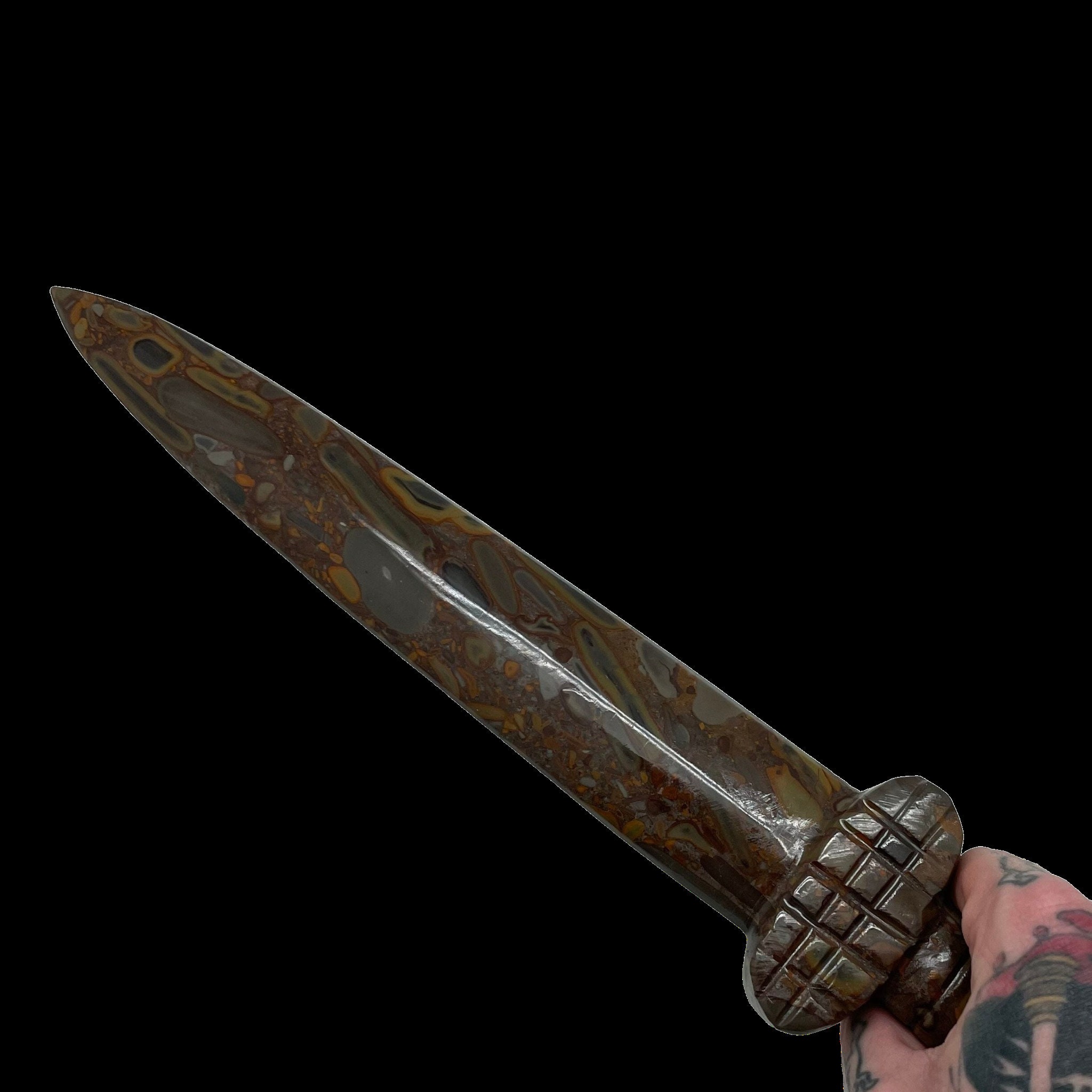 Hand Carved Bamboo Jasper Dagger - Etsy