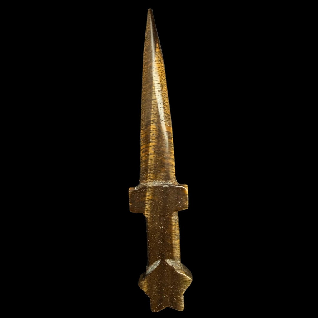 Tigers Eye Stone Carved Dagger | Crystal Knife | Golden Brown Tigers ...